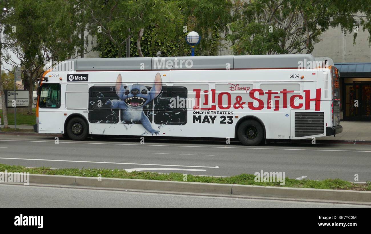 Los Angeles, California, USA 6th May 2025 Disney Lilo & Stitch Bus ...