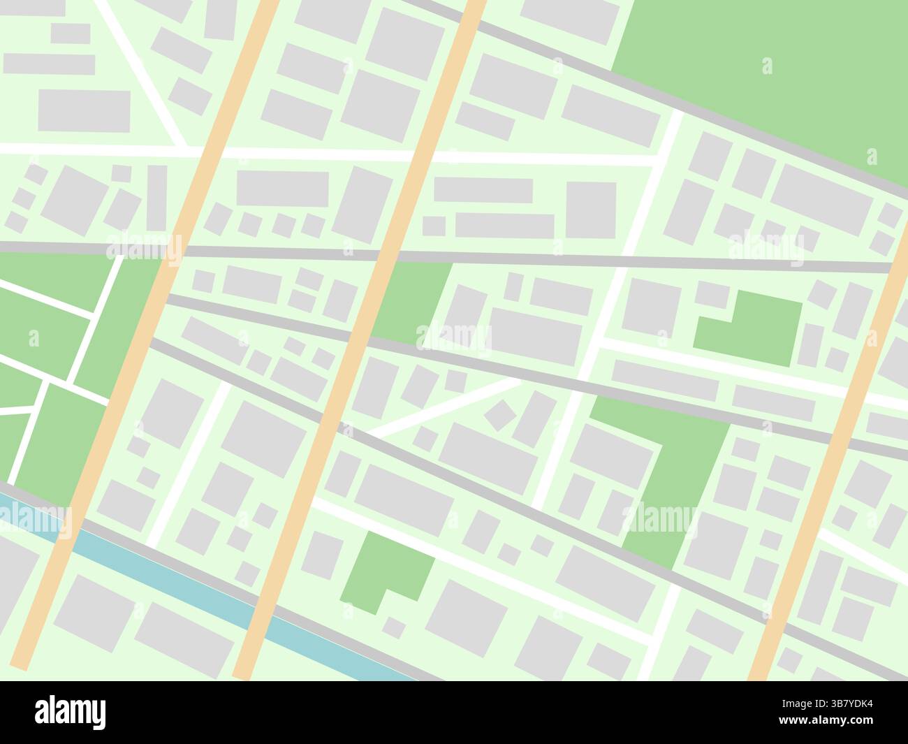 Minimalist city map with a grid layout, streets, and green spaces ...