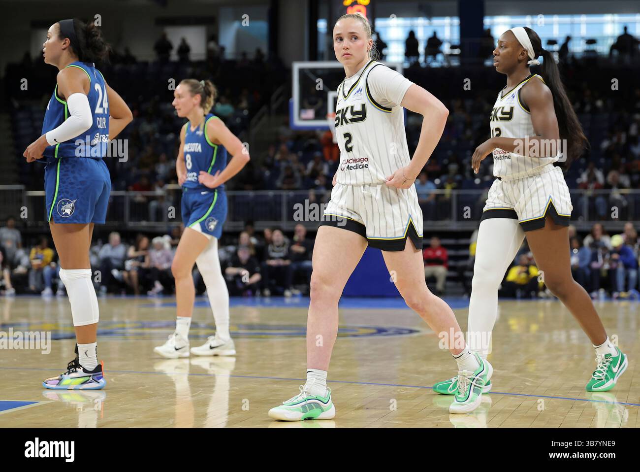 CHICAGO, IL - MAY 06: Hailey Van Lith #2 of the Chicago Sky looks on ...