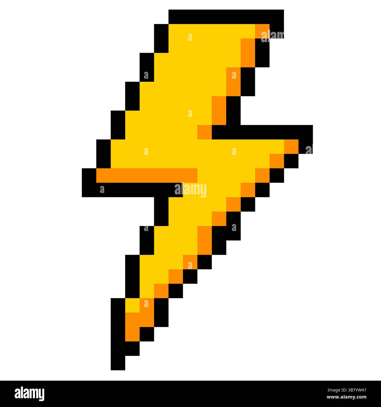 Pixel lightning bolt on white background. 8 bit pixel thunderbolt sign ...