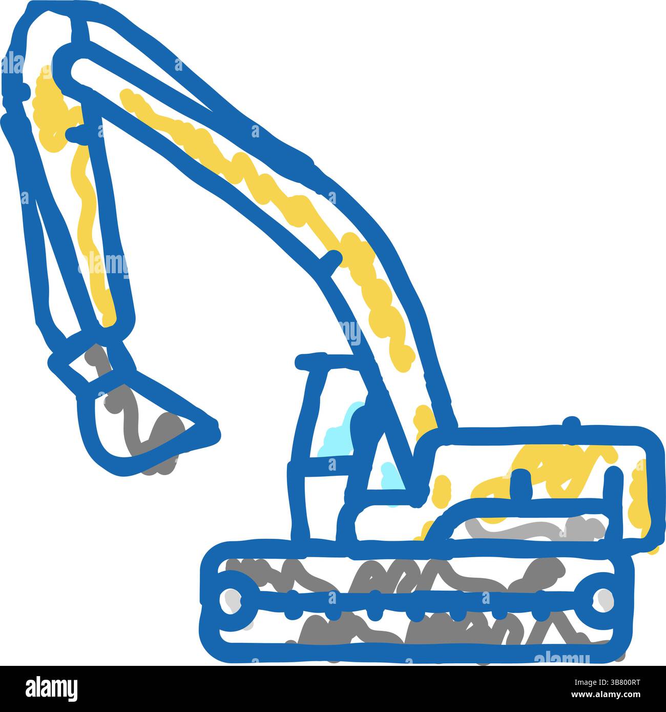 excavator construction car vehicle icon doodle illustration Stock ...