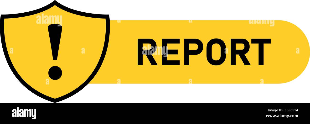 yellow warning report banner with shield icon and black exclamation ...
