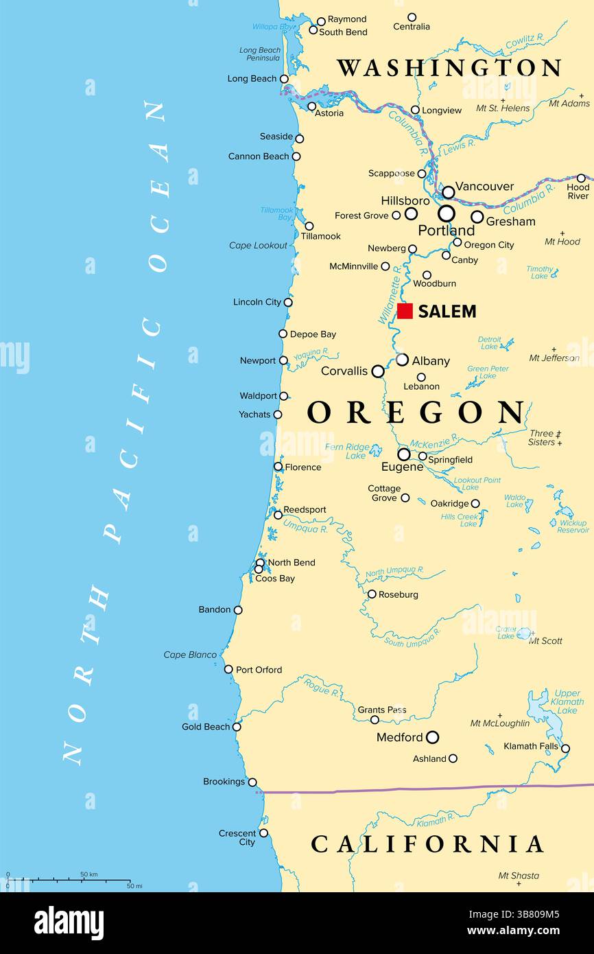 Oregon map usa hi-res stock photography and images - Alamy