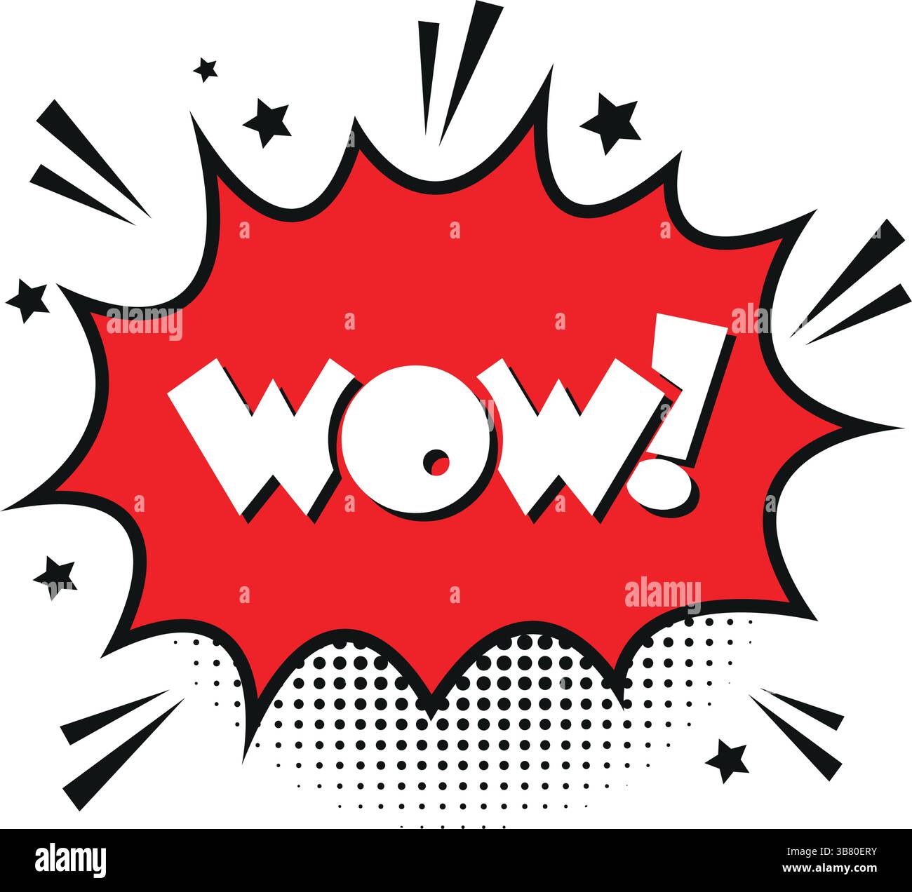 WOW Word Speech Bubble Comic Lettering Sticker. Vector Illustration ...