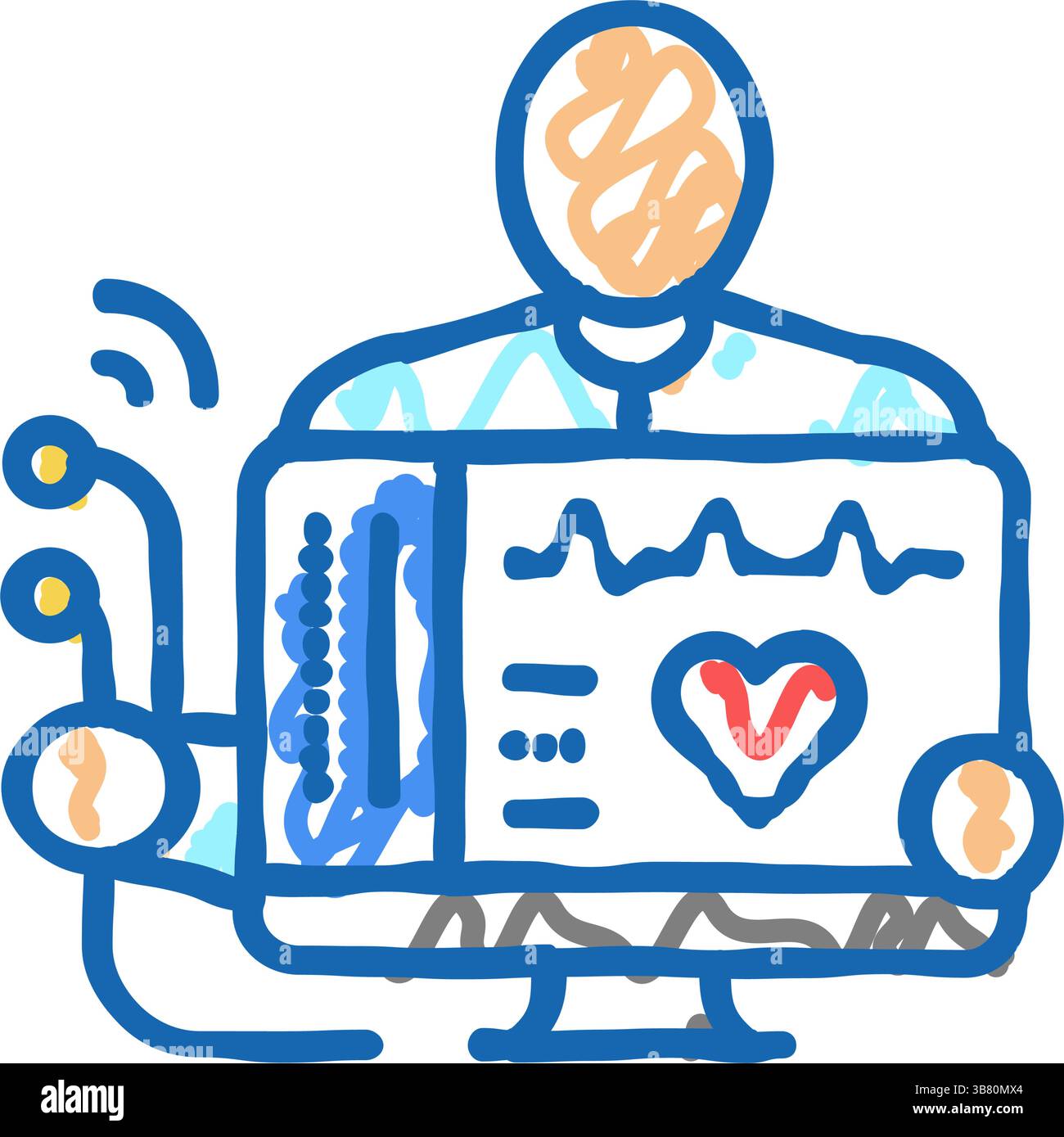 electrocardiogram health check icon doodle illustration Stock Vector ...
