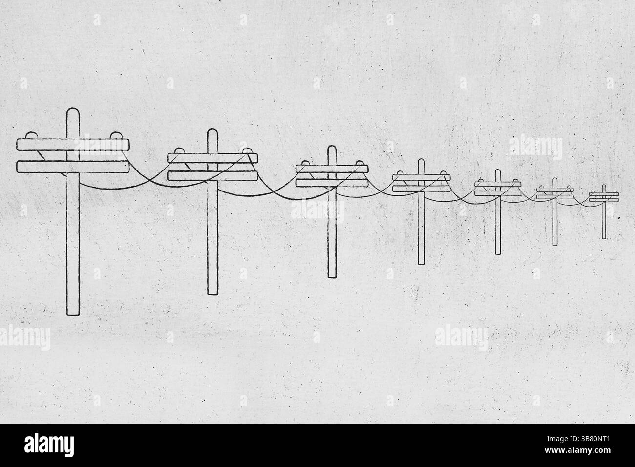 Illustration of several electric pylons and grid lines representing ...