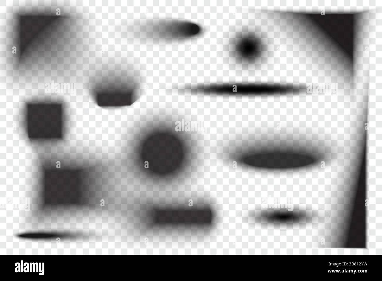 Circle drop shadows with blurred effect. Realistic black oval ...