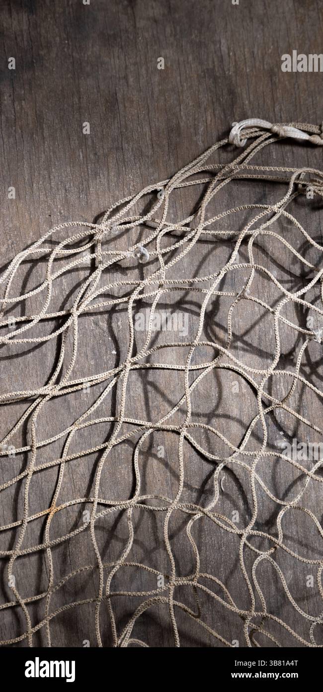 Fishing net on rustic old wood, fishing concept, art craft themes Stock ...