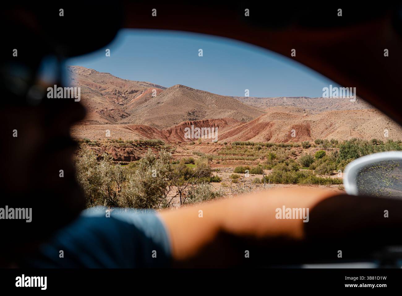 View from the cabin of a German sports car driving through an old ...