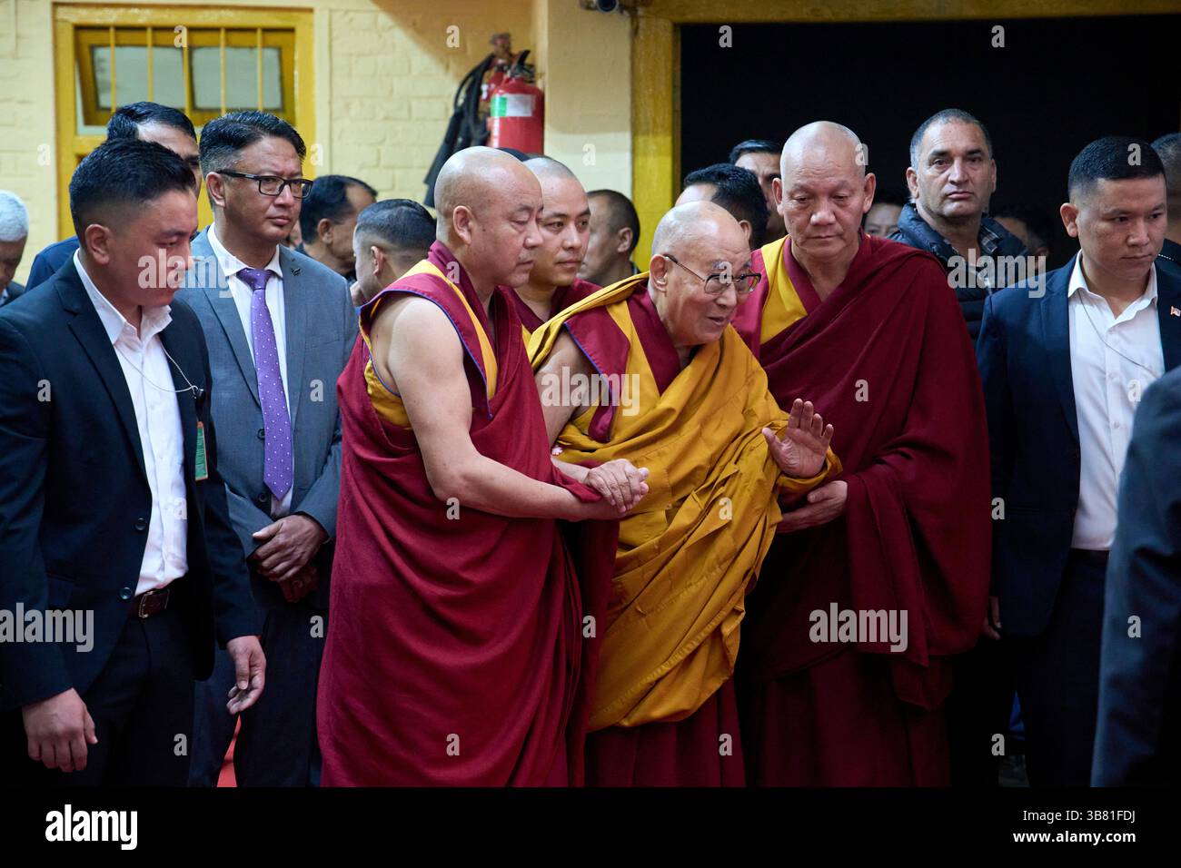 Tibetan spiritual leader the Dalai Lama arrives at the Tsuglakhang ...