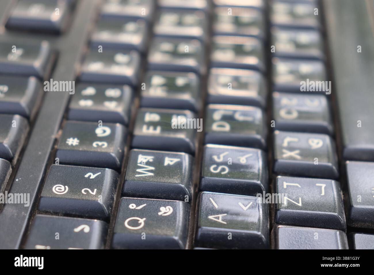 Macro shot displays the close-up keys of a keyboard that incorporate ...