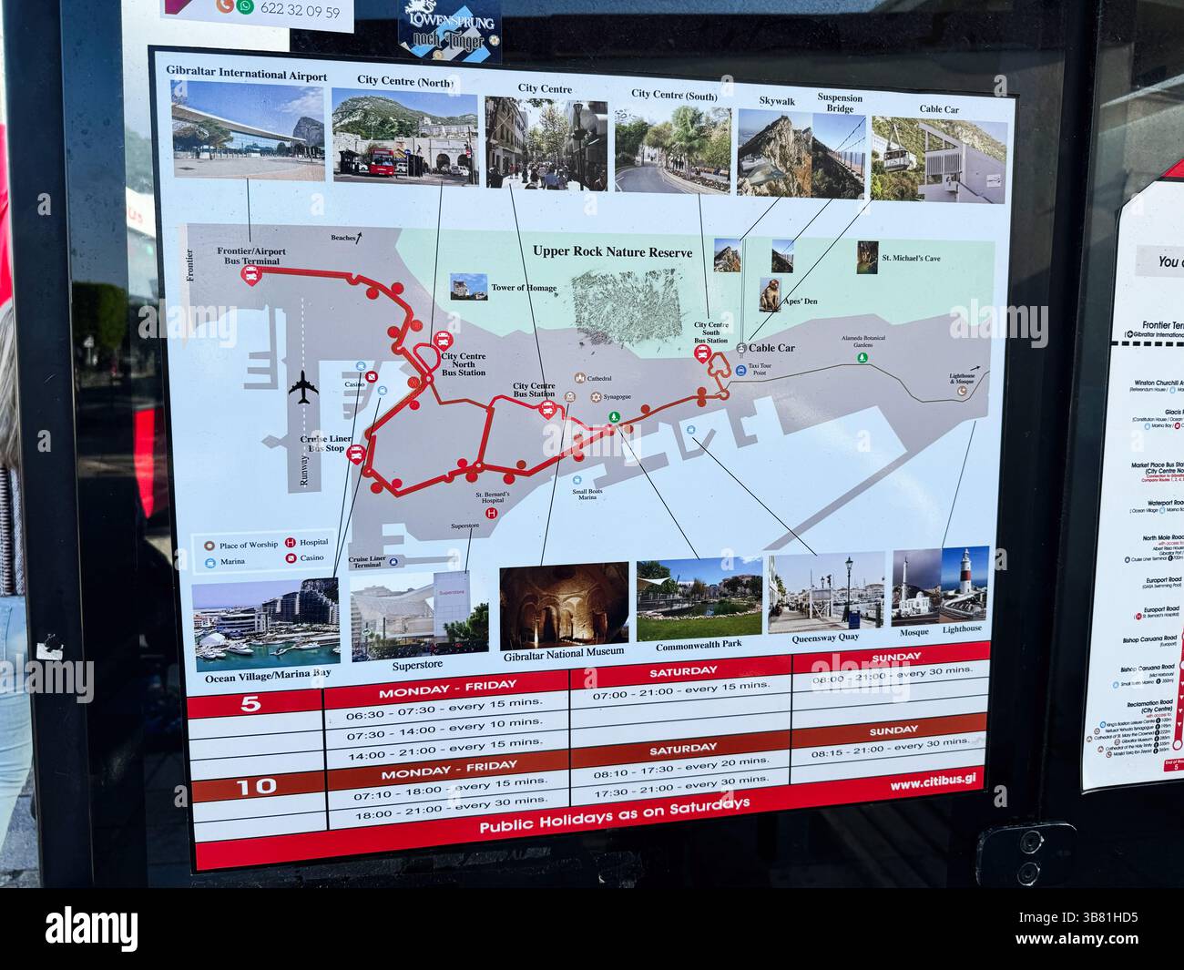 Gibraltar, UK - May 01, 2025: Route map showcasing tourist sites and ...