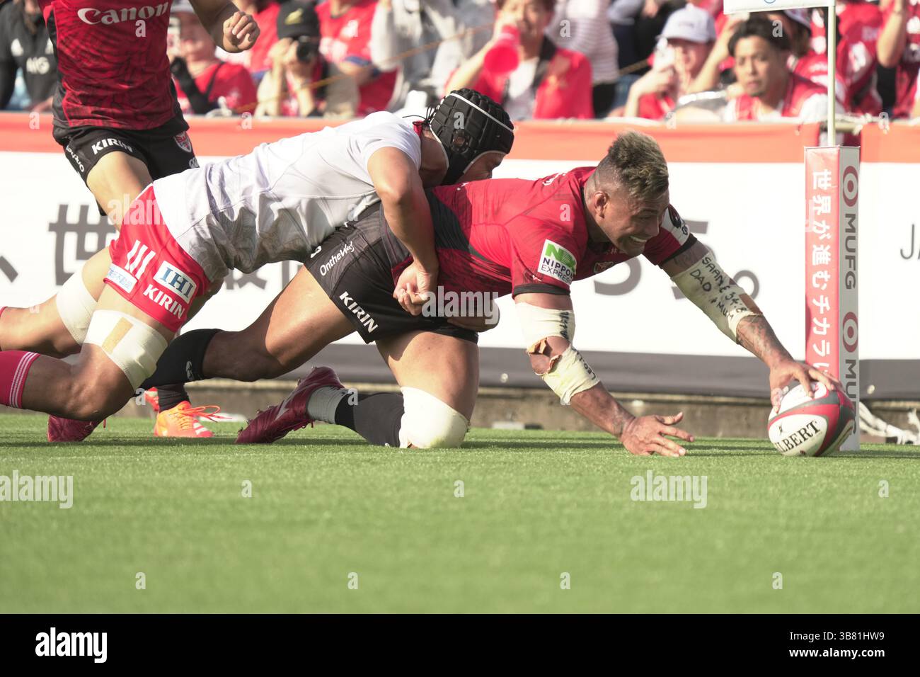 Eagles' Amanaki Lelei Mafi scores their team fourth try during the 2024 ...