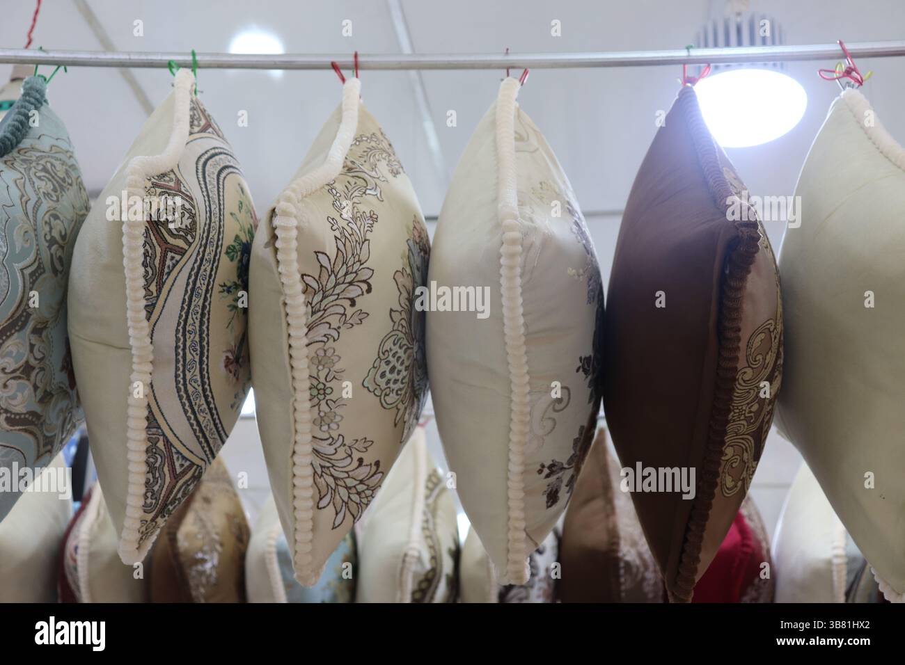 Patterned fabric cushions hi-res stock photography and images - Alamy
