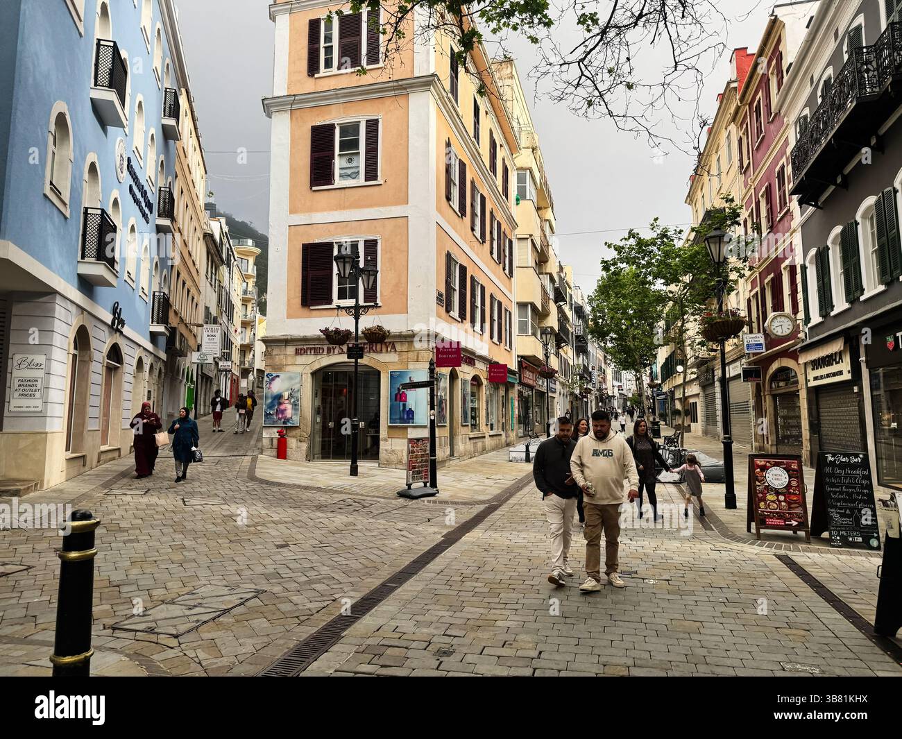 Gibraltar, UK - May 01, 2025: Urban street scene in Gibraltar with ...