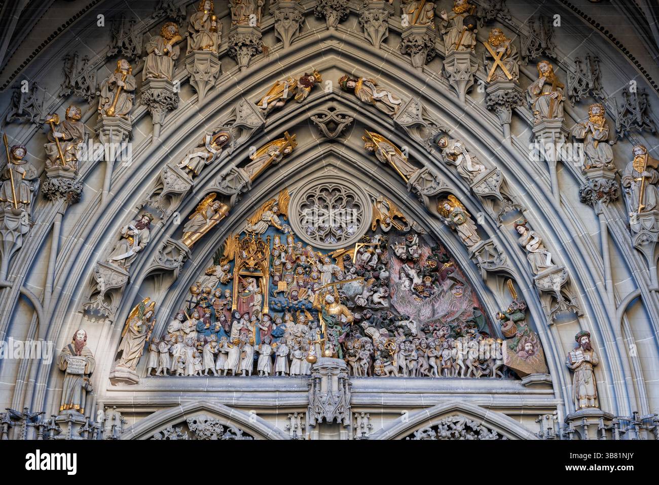 The Last Judgement Late Gothic sculpture in main portal tympanum of ...
