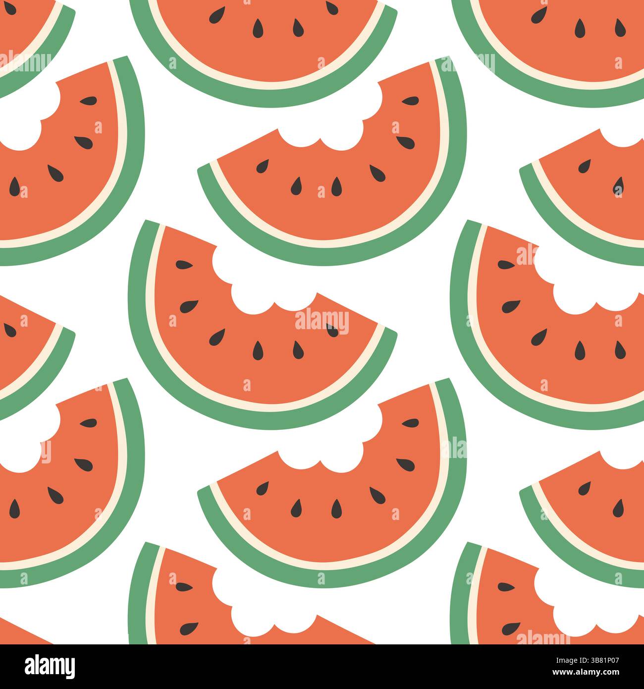 Watermelon summer pattern on white background. Simple seamless pattern with watermelon slices ...