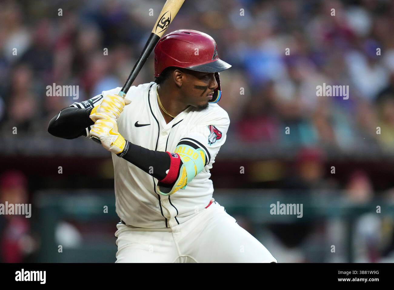 Arizona Diamondbacks' Geraldo Perdomo starts his swing during the ...