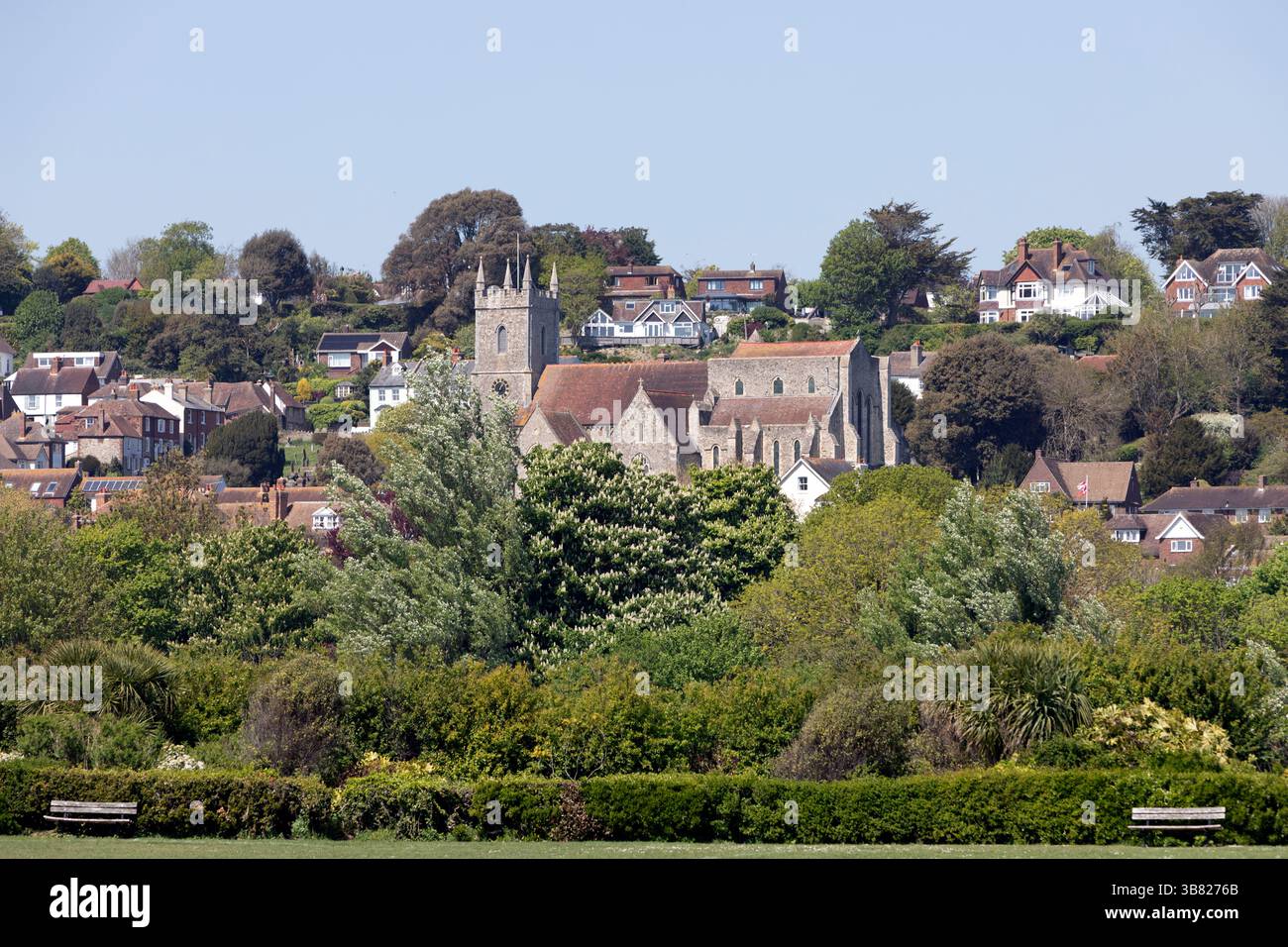 A view of St. Leonards Church Hythe, taken from the Green Stock Photo ...