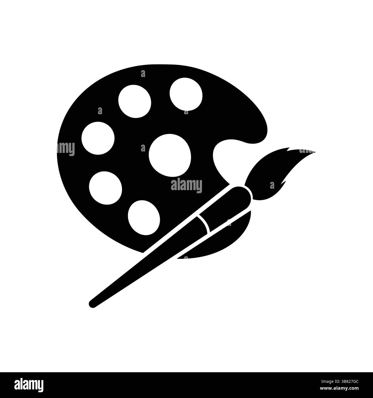Black and White Icon of Artist Palette and Paintbrush Stock Vector Image & Art - Alamy