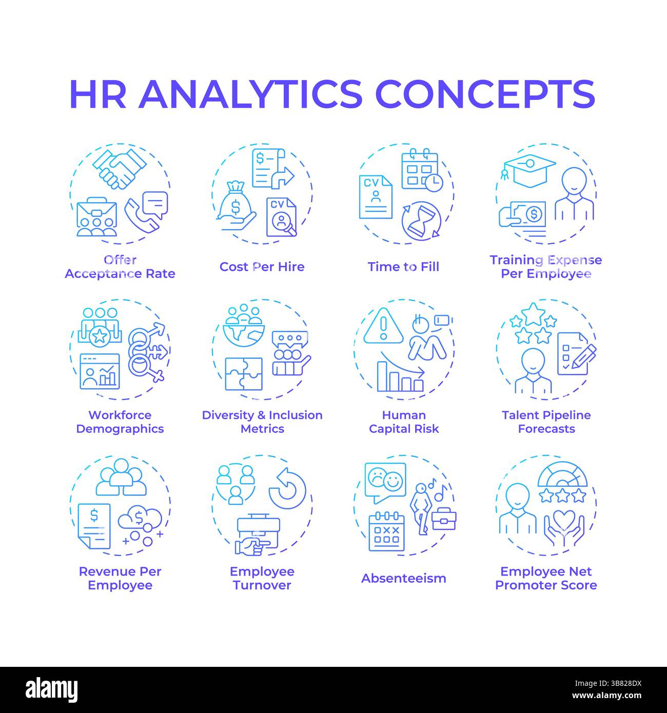 HR analytics blue gradient concept icons Stock Vector Image & Art - Alamy