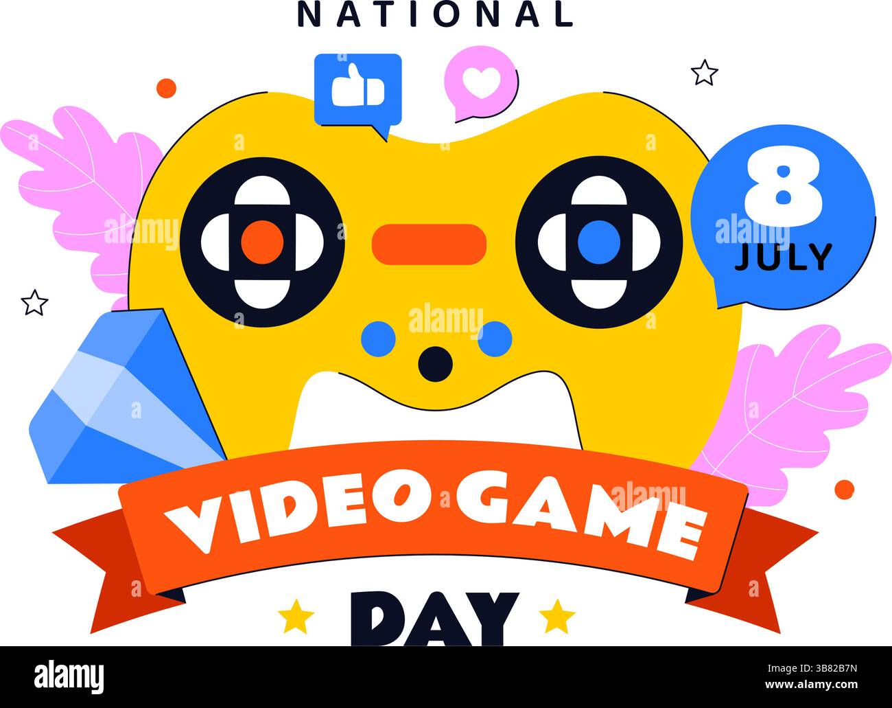 National Video Game Day Vector Illustration Featuring a Modern Game ...