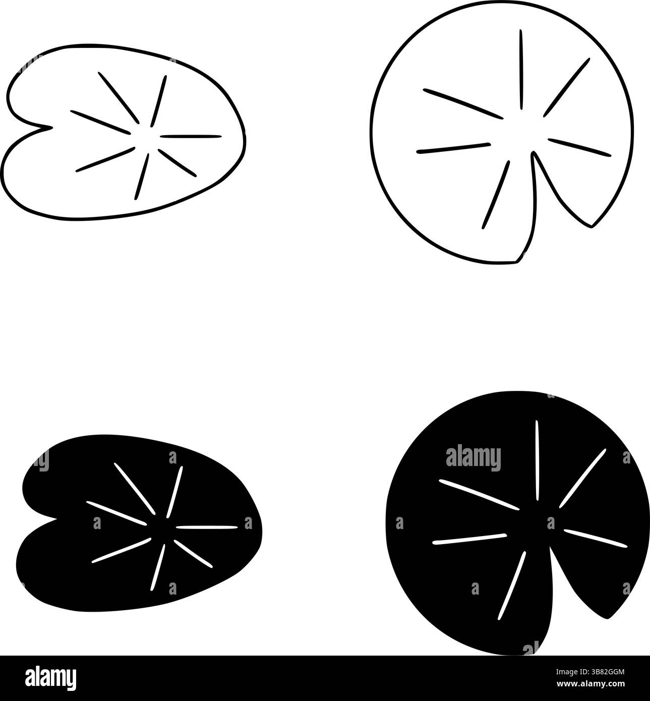 Lily Pad Leaf Silhouette Set – Flat Vector Lotus or Water Lily Leaves ...