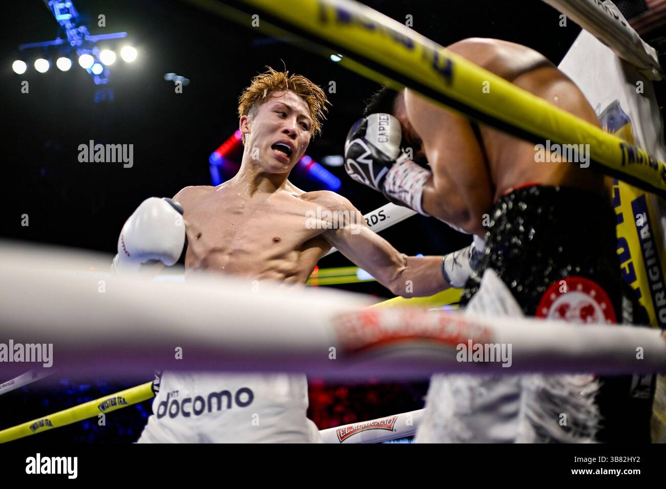 Champion Naoya Inoue (white gloves) of Japan and Ramon Cardenas (black ...