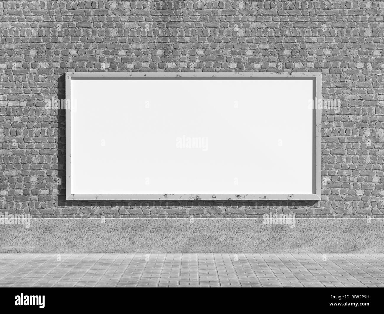White Blank Landscape Outdoor Advertising Billboard Mockup on Brick ...