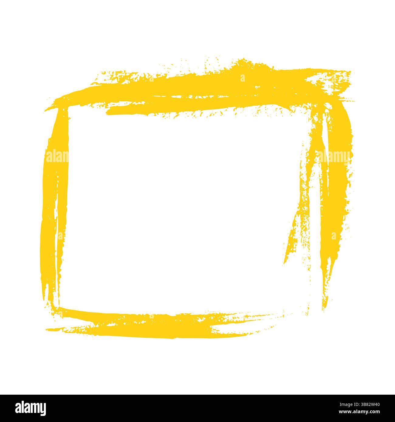 Hand drawn grunge yellow square frame. Brush stroke hand painted square ...