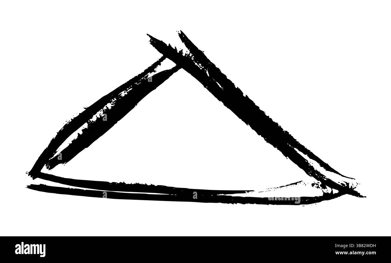 Hand drawn grunge black triangle frame. Brush stroke hand painted ...