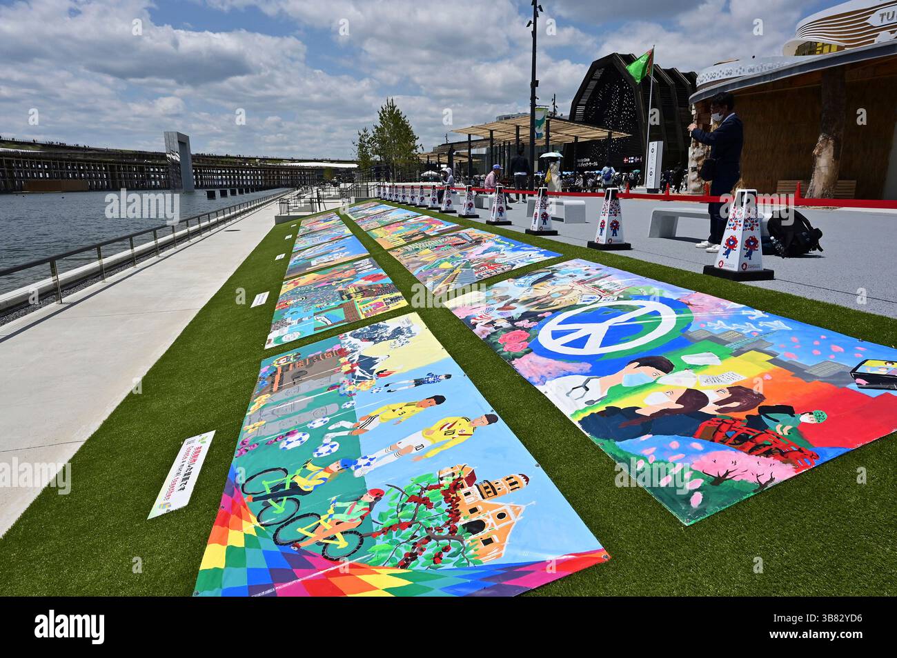A photo shows Art Mile Mural at Yumeshima, venue for Expo 2025 Osaka ...
