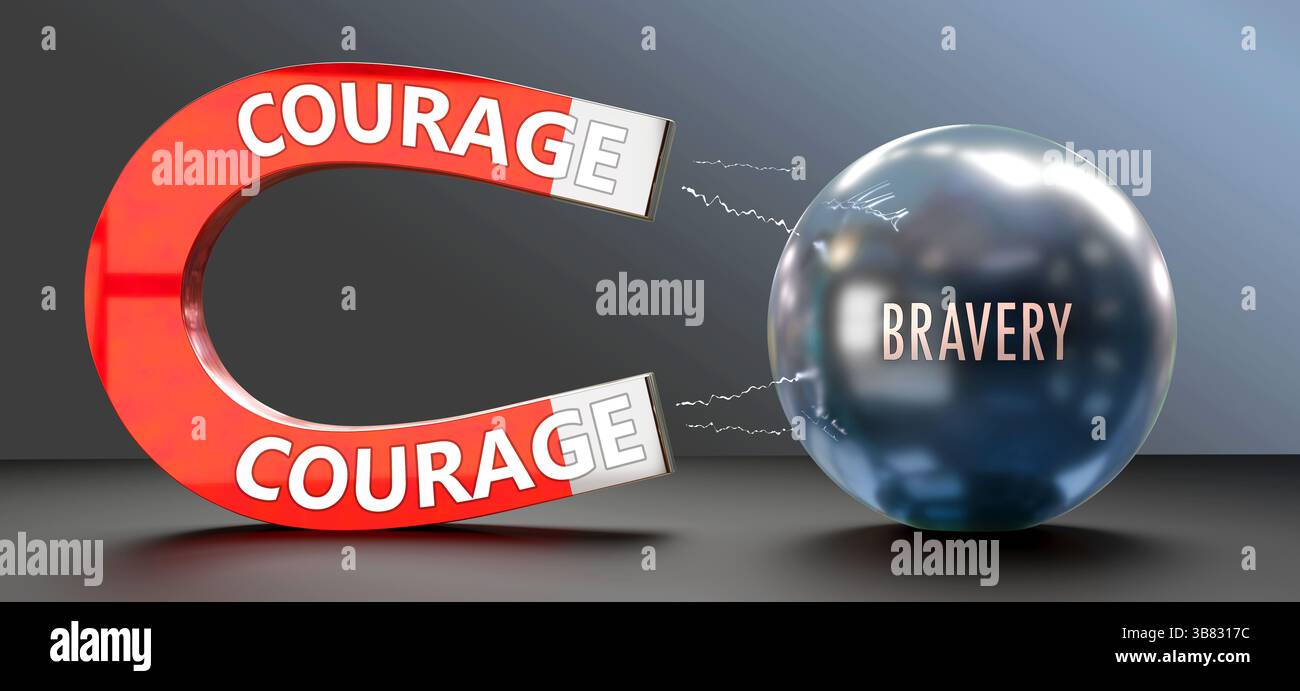 Courage that attracts Bravery. Power of courage Stock Photo - Alamy