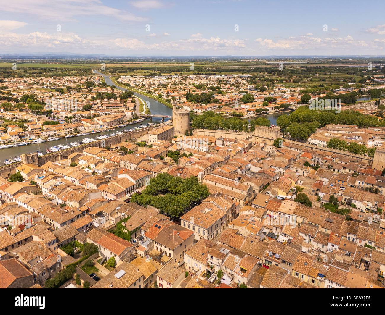 Aigues-Mortes, Camargue, France, medieval city with its surrounding ...