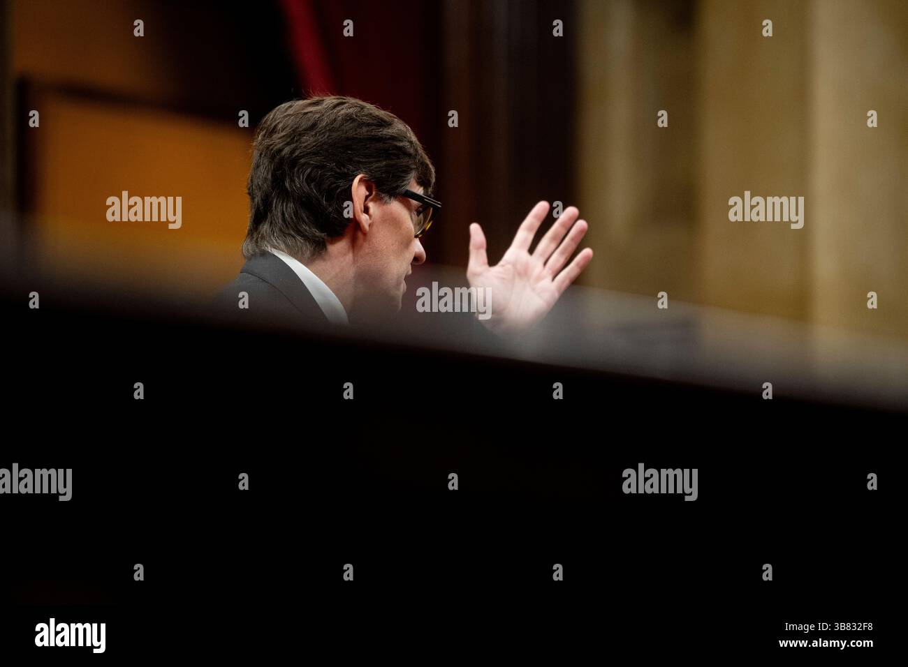 The president of the Generalitat, Salvador Illa, during a control ...