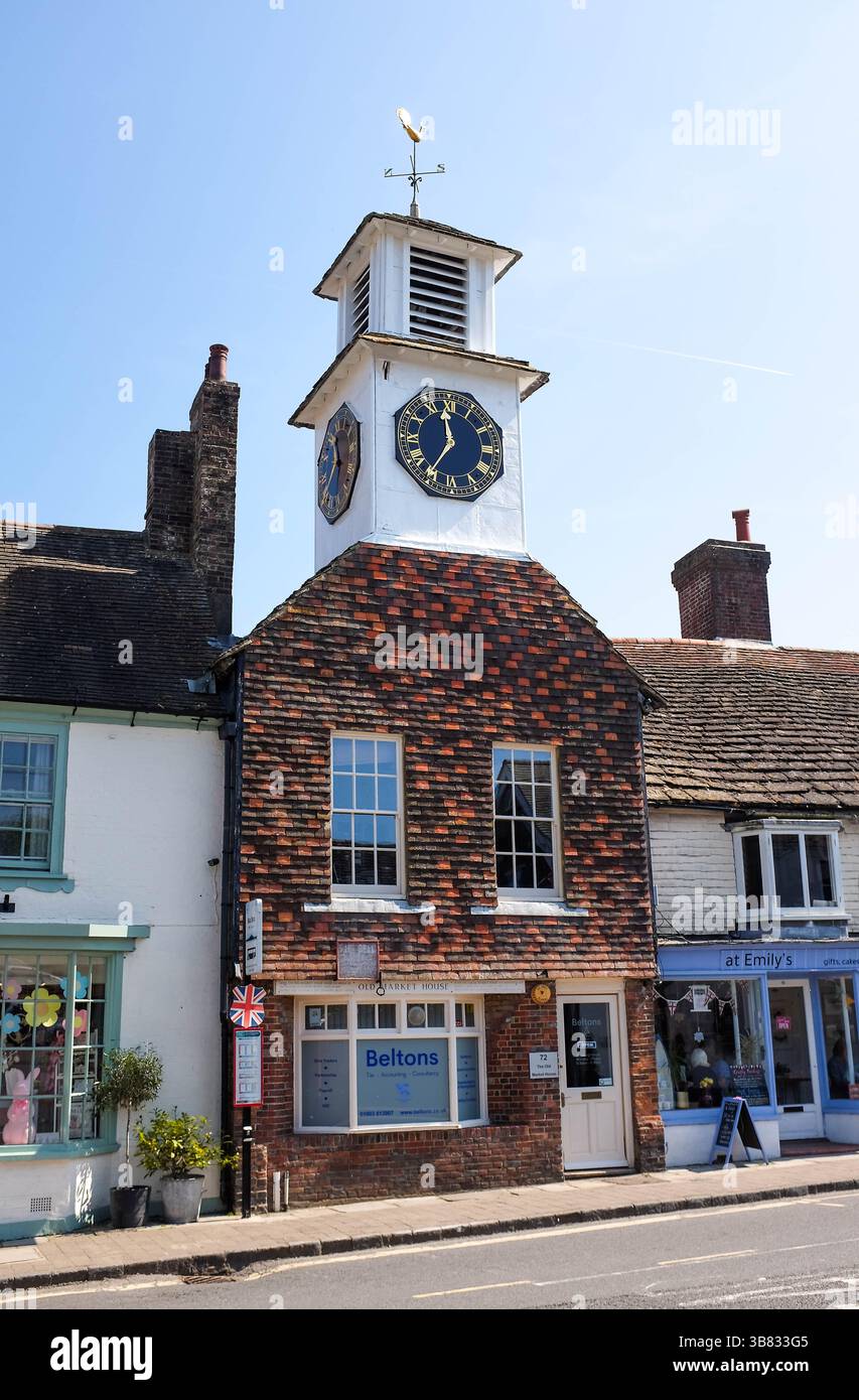 The Old Town Hall and clock tower in Steyning High Street which was ...