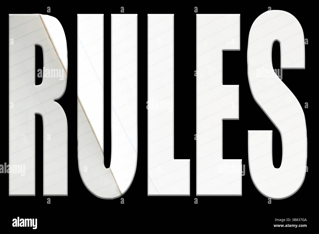 Digital composite. The word rules in impact font with an overlay of ...