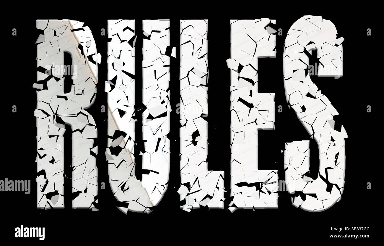 Digital composite. The word rules in impact font with an overlay of ...