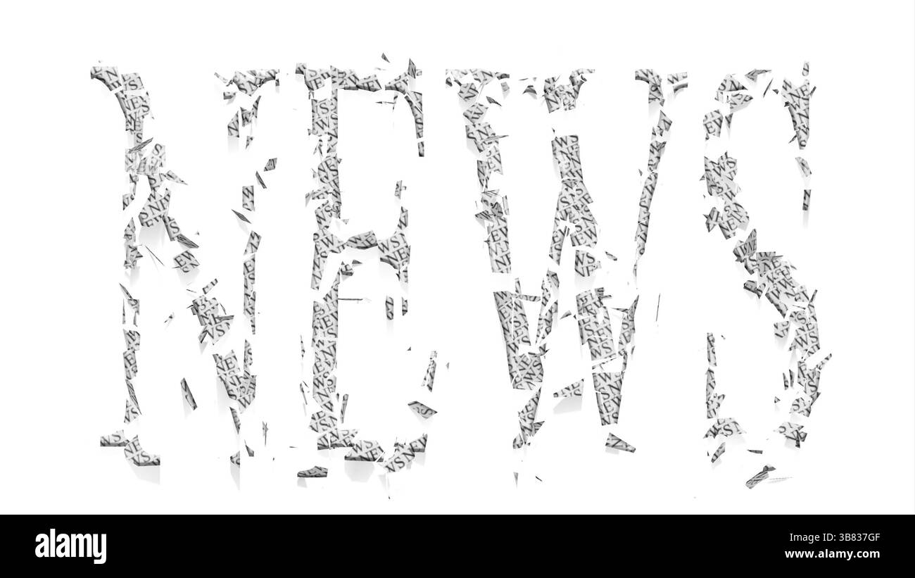 Digital composite. The word News in Times roman script with an overlay ...