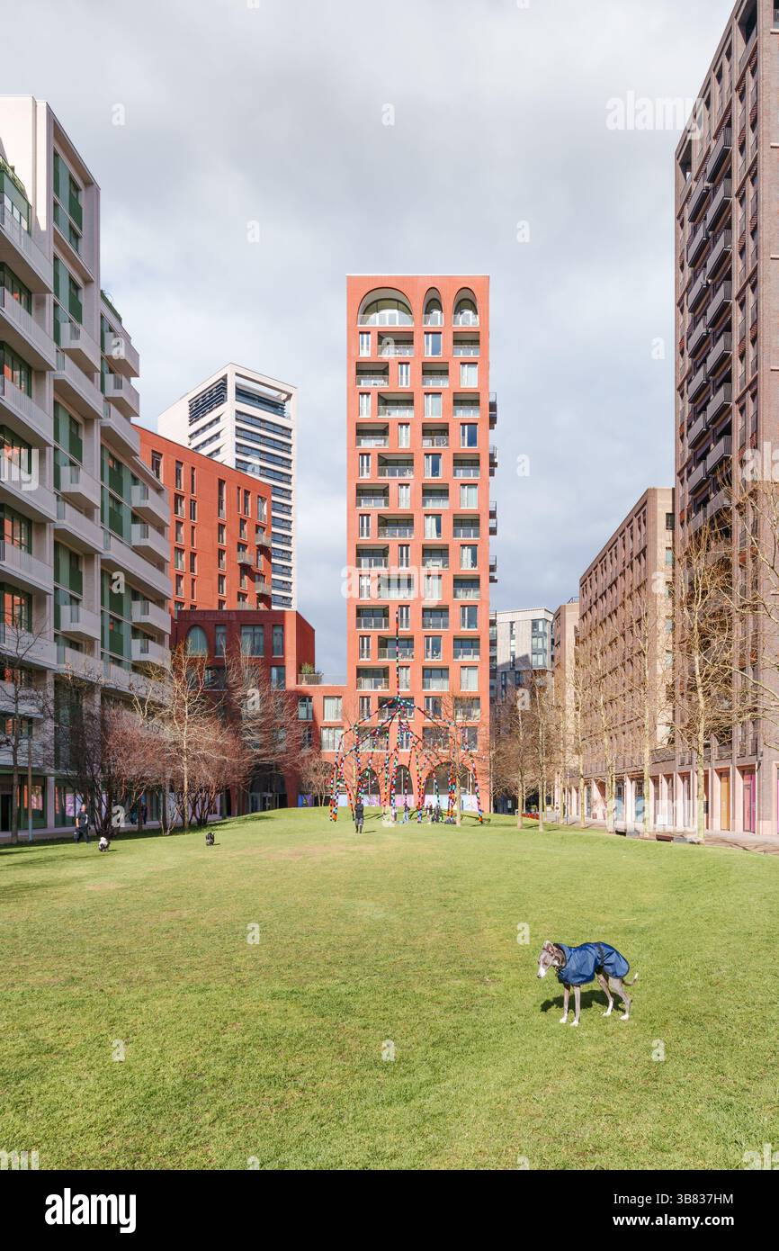 London, England, UK - Cadence residential tower by Alison Brooks Architects at King's Cross ...
