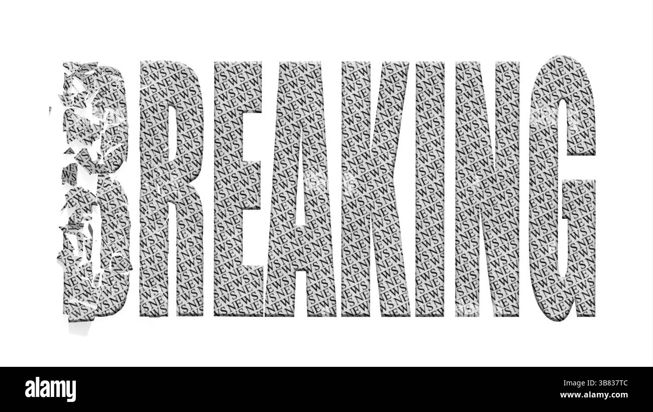 Digital composite. The word Breaking in Impact font with an overlay of ...