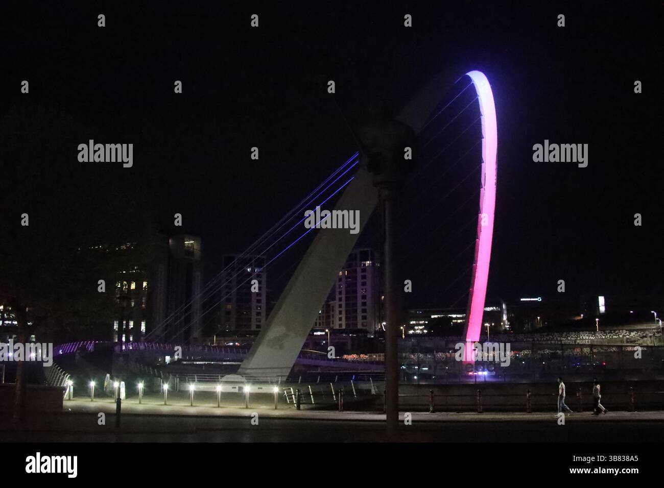 Gateshead Millennium Bridge was lit up in red, white and blue to ...