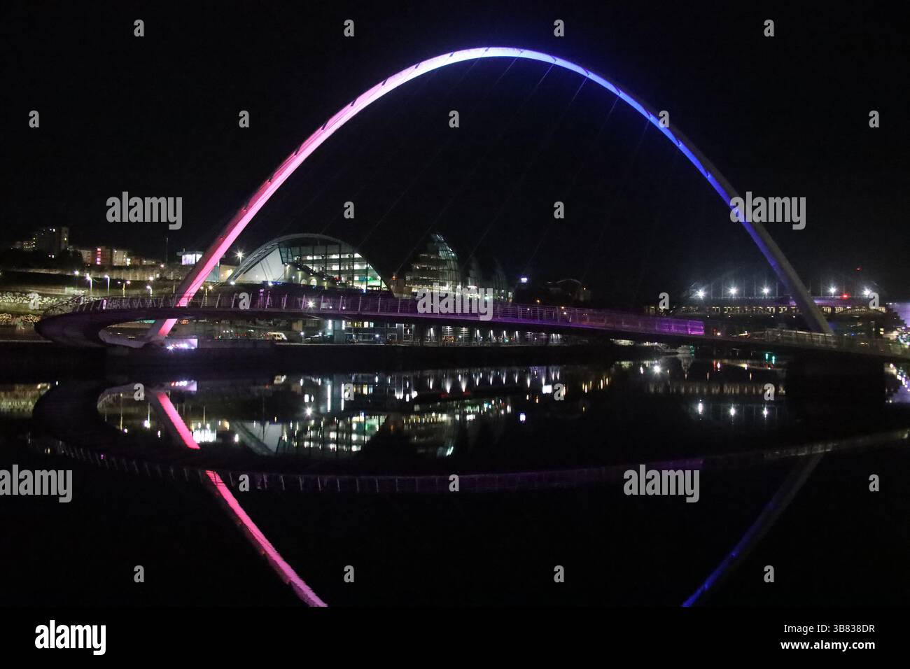 Gateshead Millennium Bridge was lit up in red, white and blue to ...