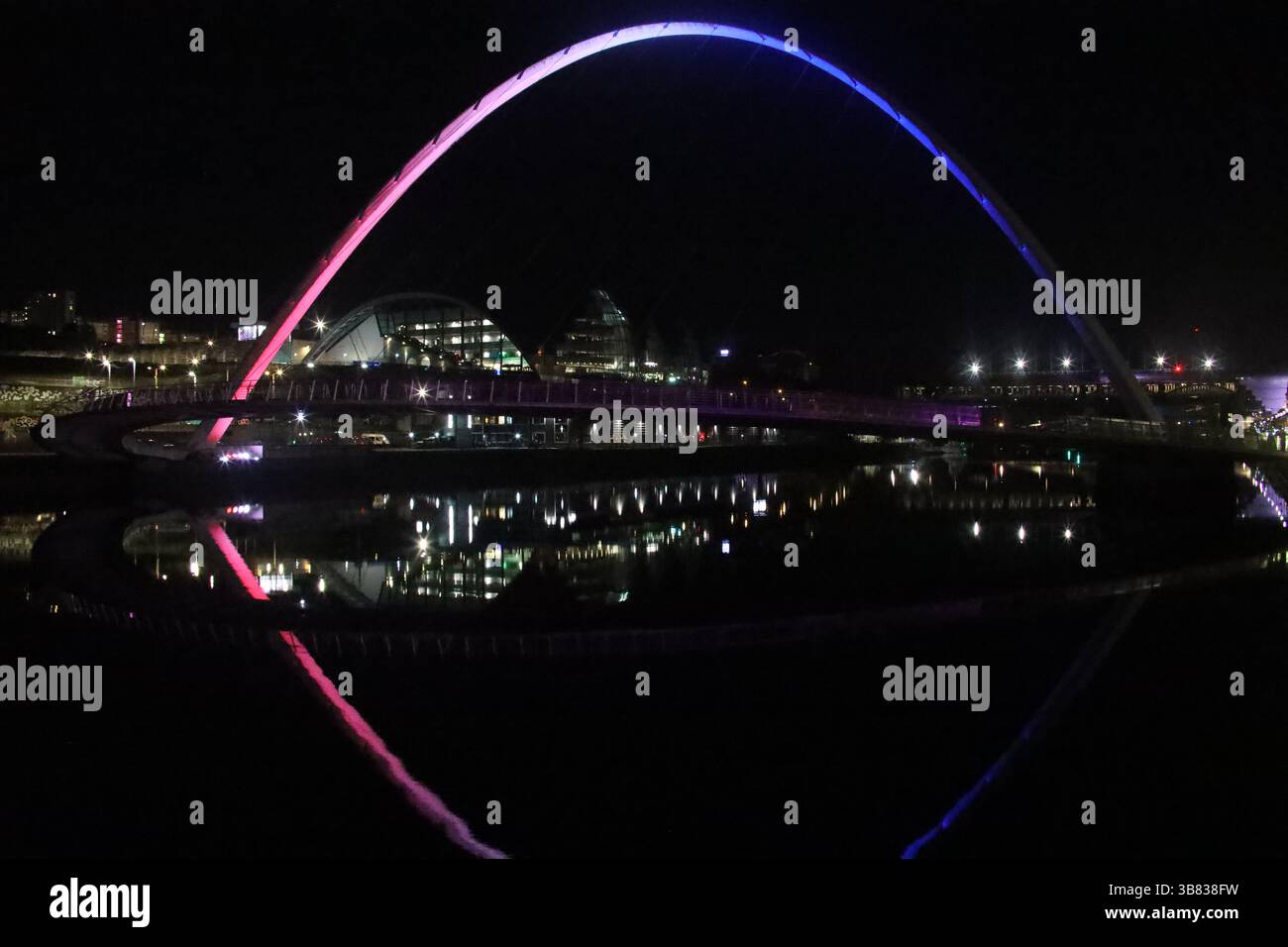 Gateshead Millennium Bridge was lit up in red, white and blue to ...