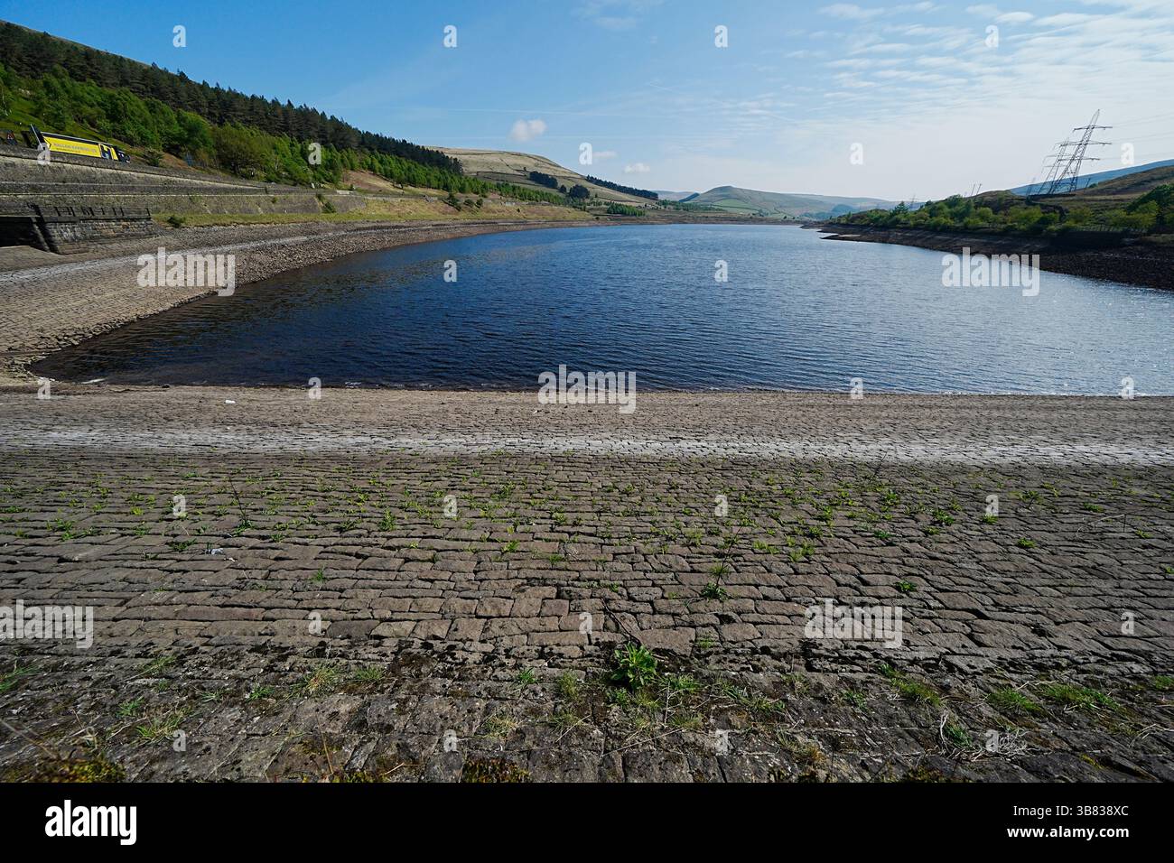 A view of the water levels at Woodhead Reservoir in Longdendale ...