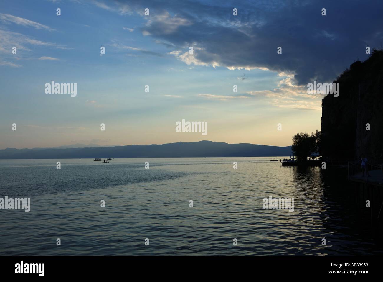Sunset over Lake Ohrid in North Macedonia Stock Photo - Alamy