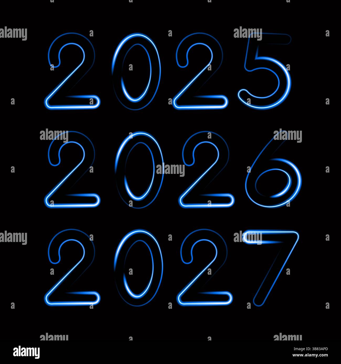 Vector inscription 2026,2027 with neon effect.New Year's sign Stock ...