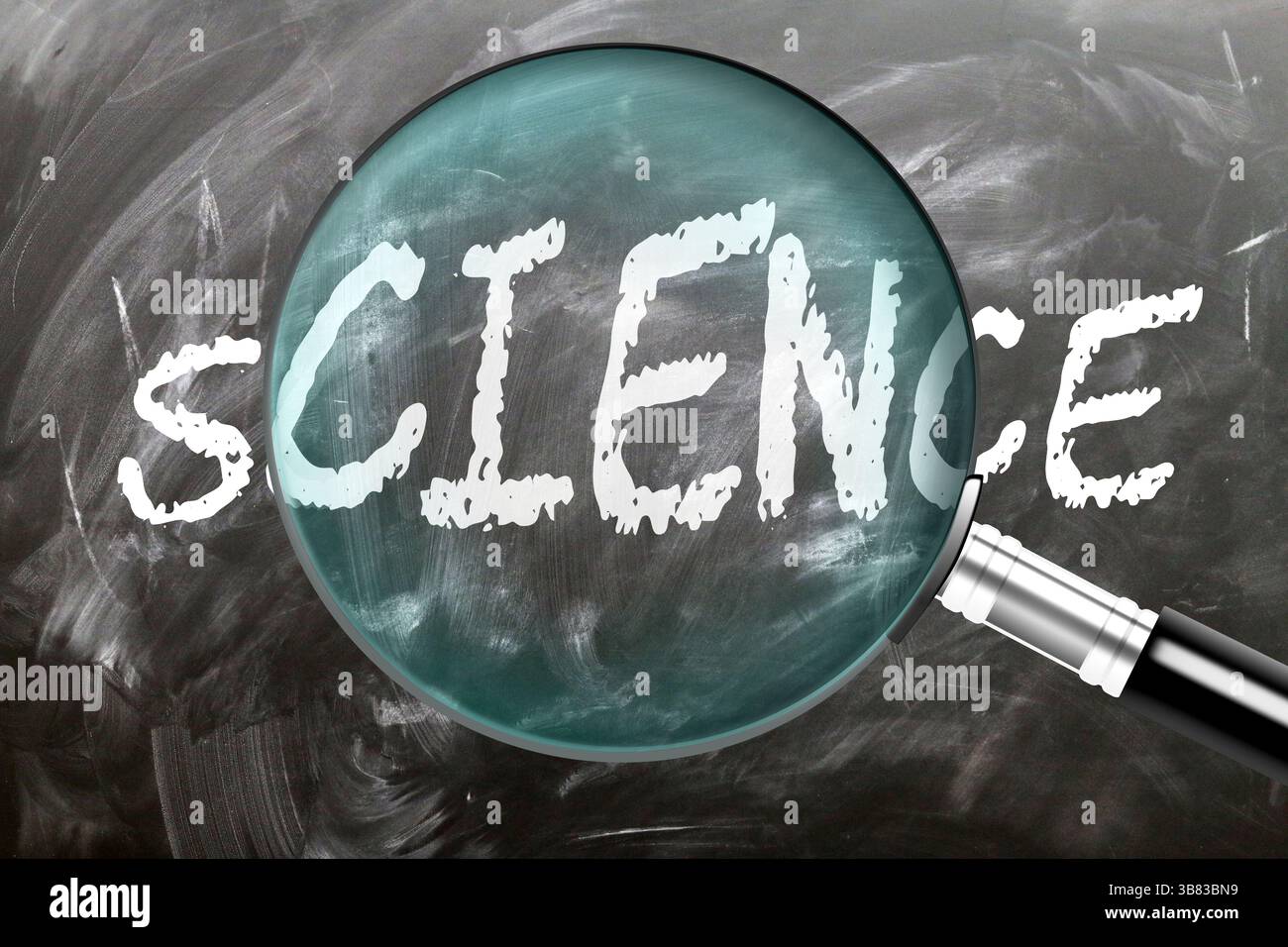 Science - learn, study and inspect it. Taking a closer look at science. A magnifying glass ...