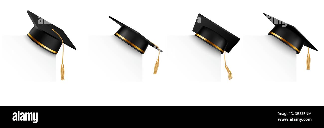 Graduation University cap set on white corner Stock Vector Image & Art ...