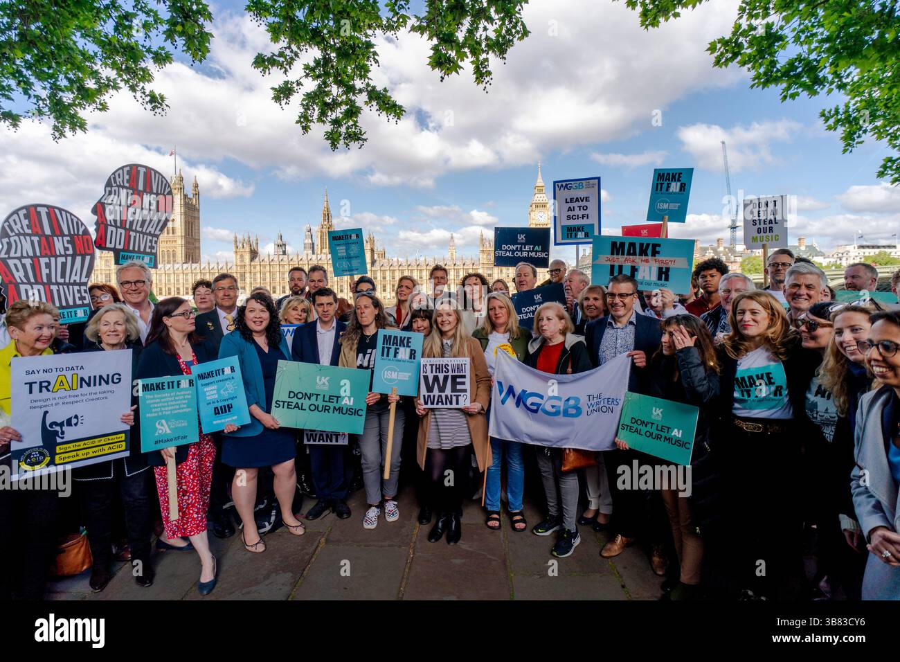 Music creators and politicians take part in a protest calling on the ...